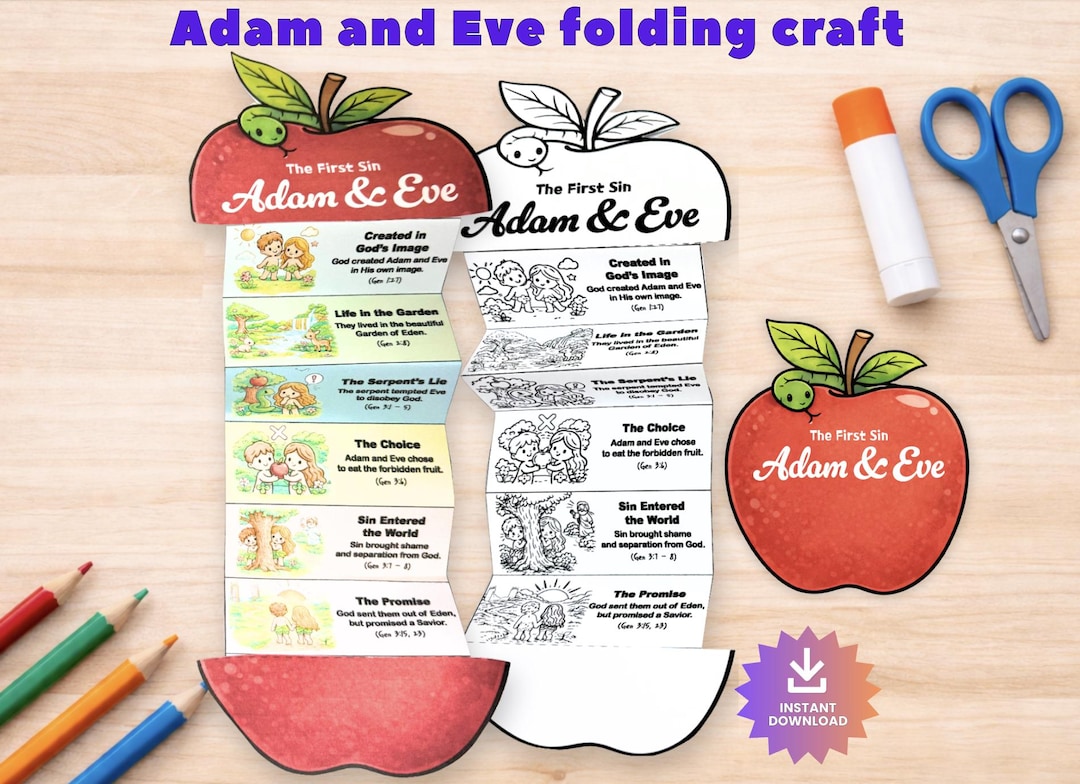 Adam and Eve Craft Printable Genesis Craft Garden of Eden Activity for ...