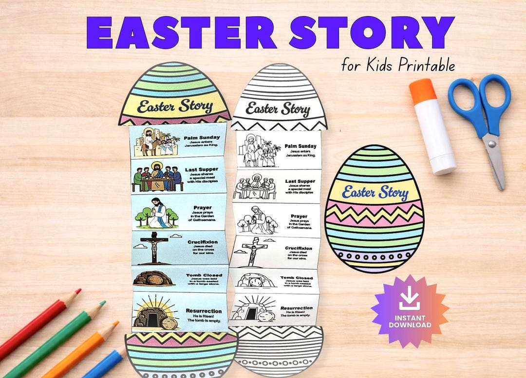 Easter Story Folding Craft for Kids, Holy Week Printable, Bible Story ...