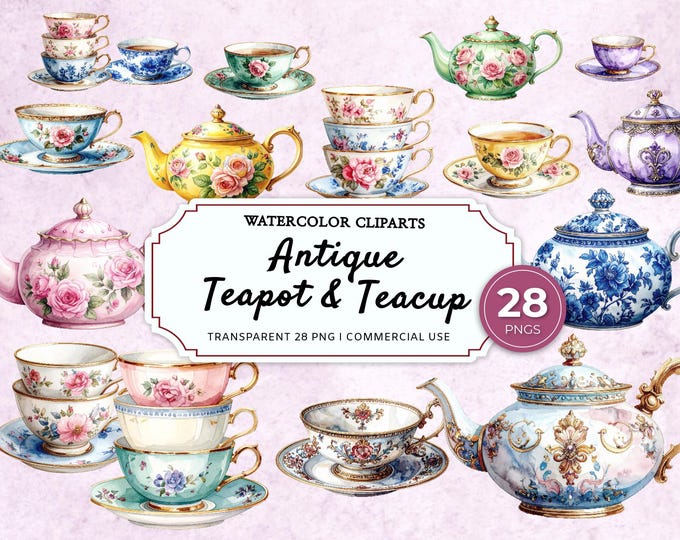 10 Line Drawing Tea Party Clipart, Hand Drawn Illustrations, Digital ...