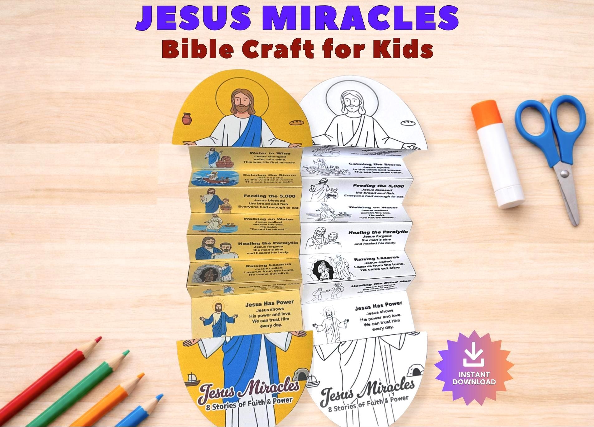 Jesus Miracles Folding Surprise Craft, Sunday School Bible Activity for ...