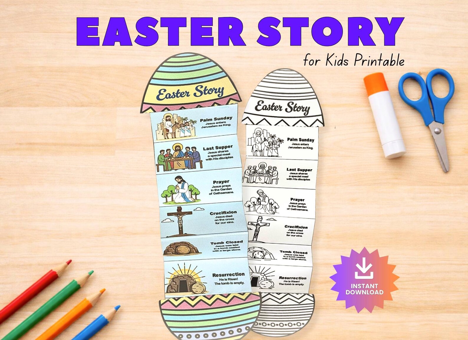 Easter Story Folding Craft for Kids, Holy Week Printable, Bible Story ...