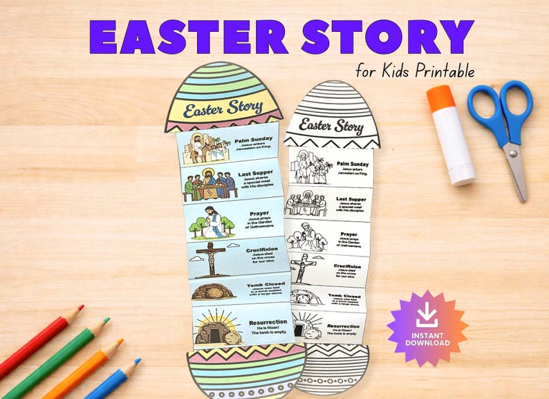Easter Story Folding Craft for Kids, Holy Week Printable, Bible Story ...