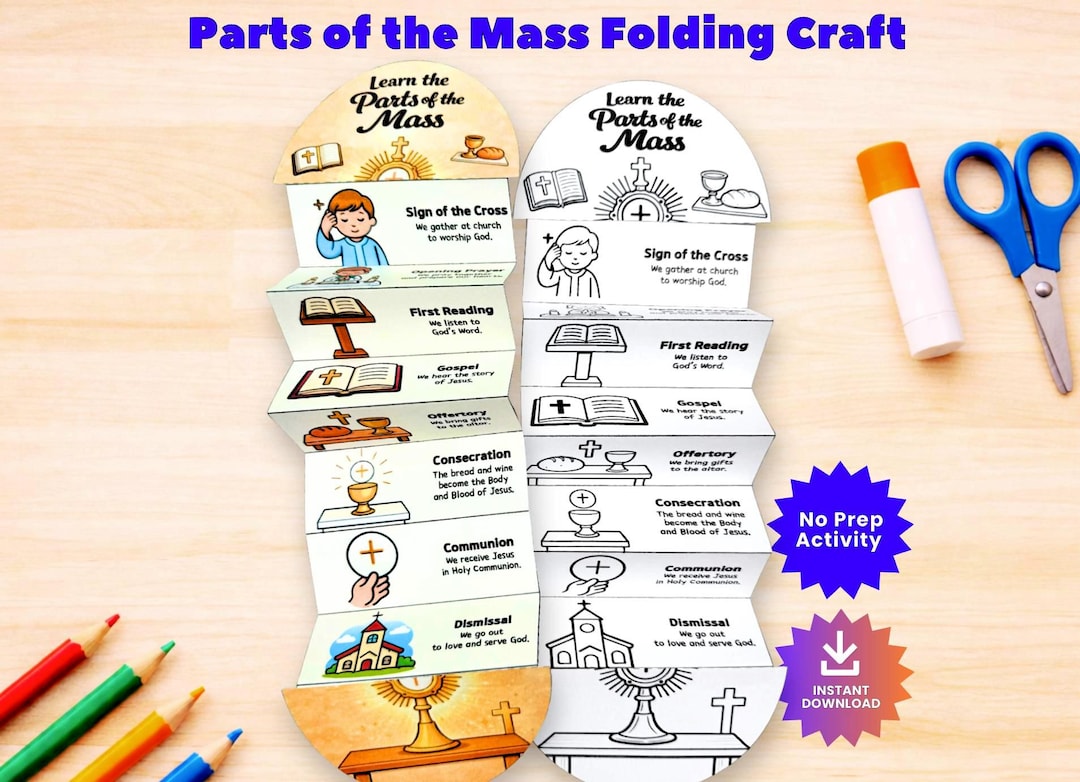 Parts of the Mass Folding Craft, Catholic Printable Activity for Kids ...