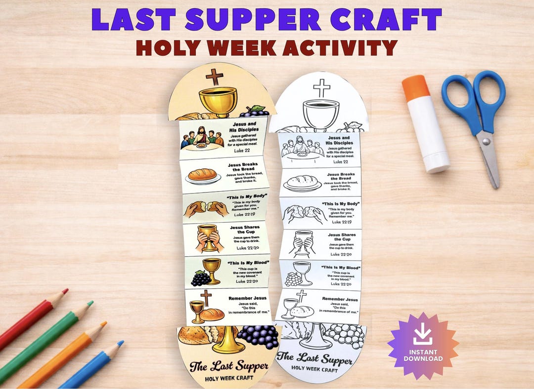 Last Supper Folding Surprise Craft, Holy Week Printable Activity, Bible ...