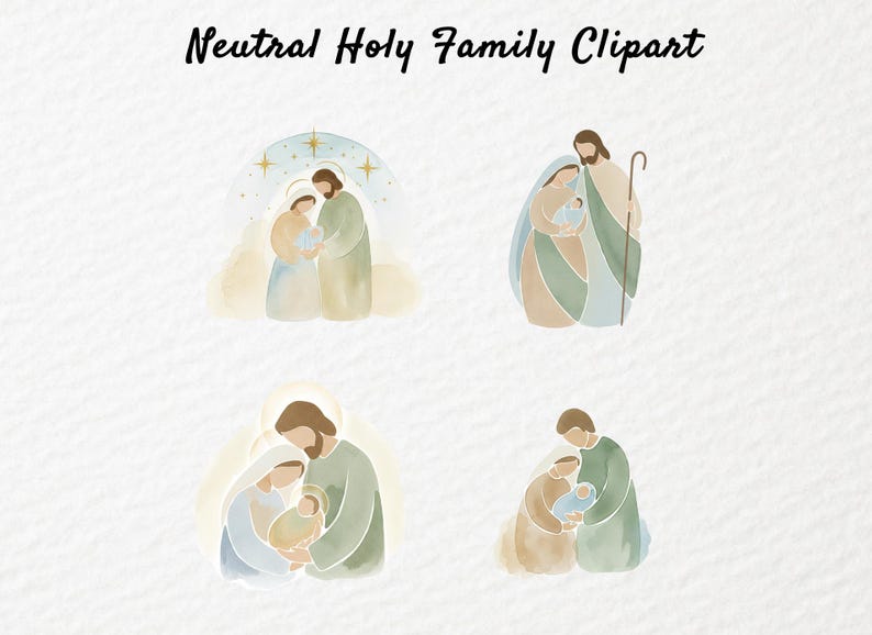 Scandinavian Nativity Clipart Set 10 PNG | Minimal Holy Family ...
