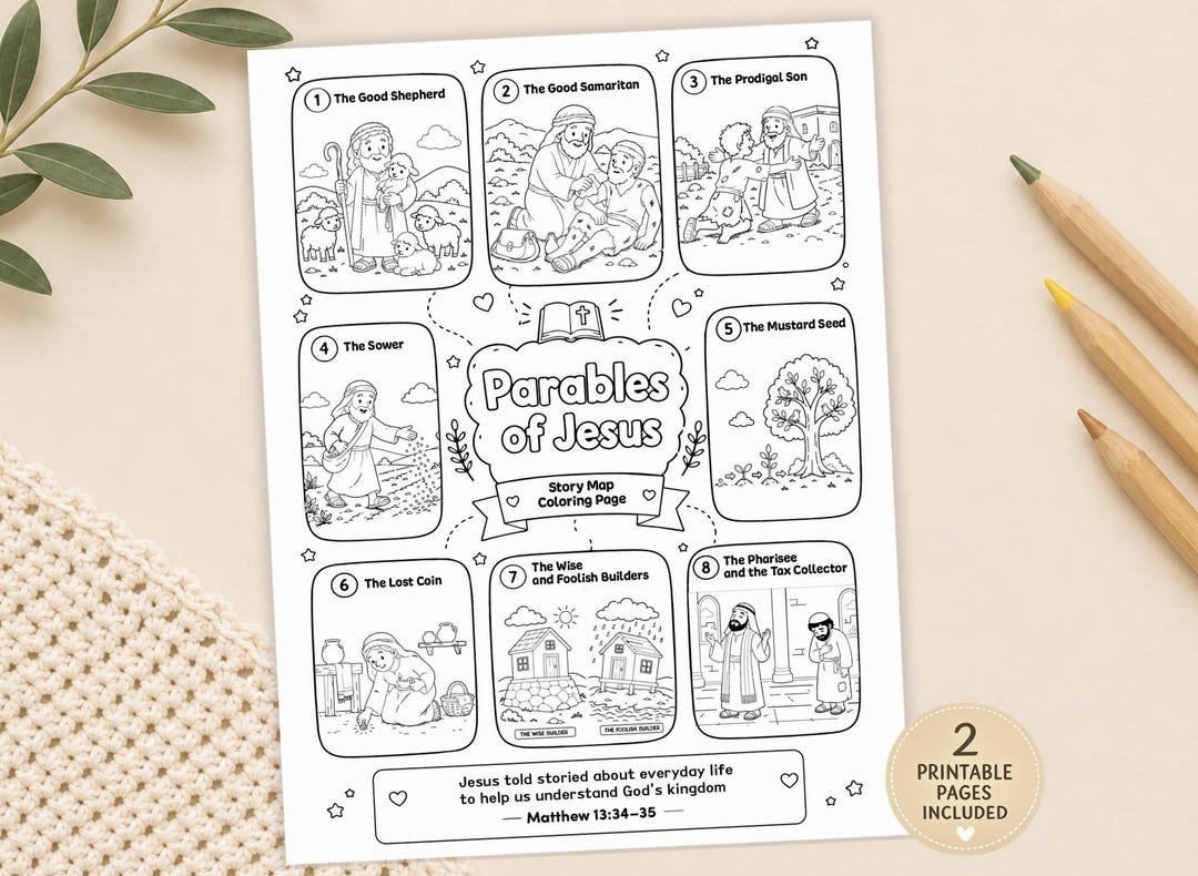 Parables of Jesus Worksheet for Kids | Bible Parables Story Map ...