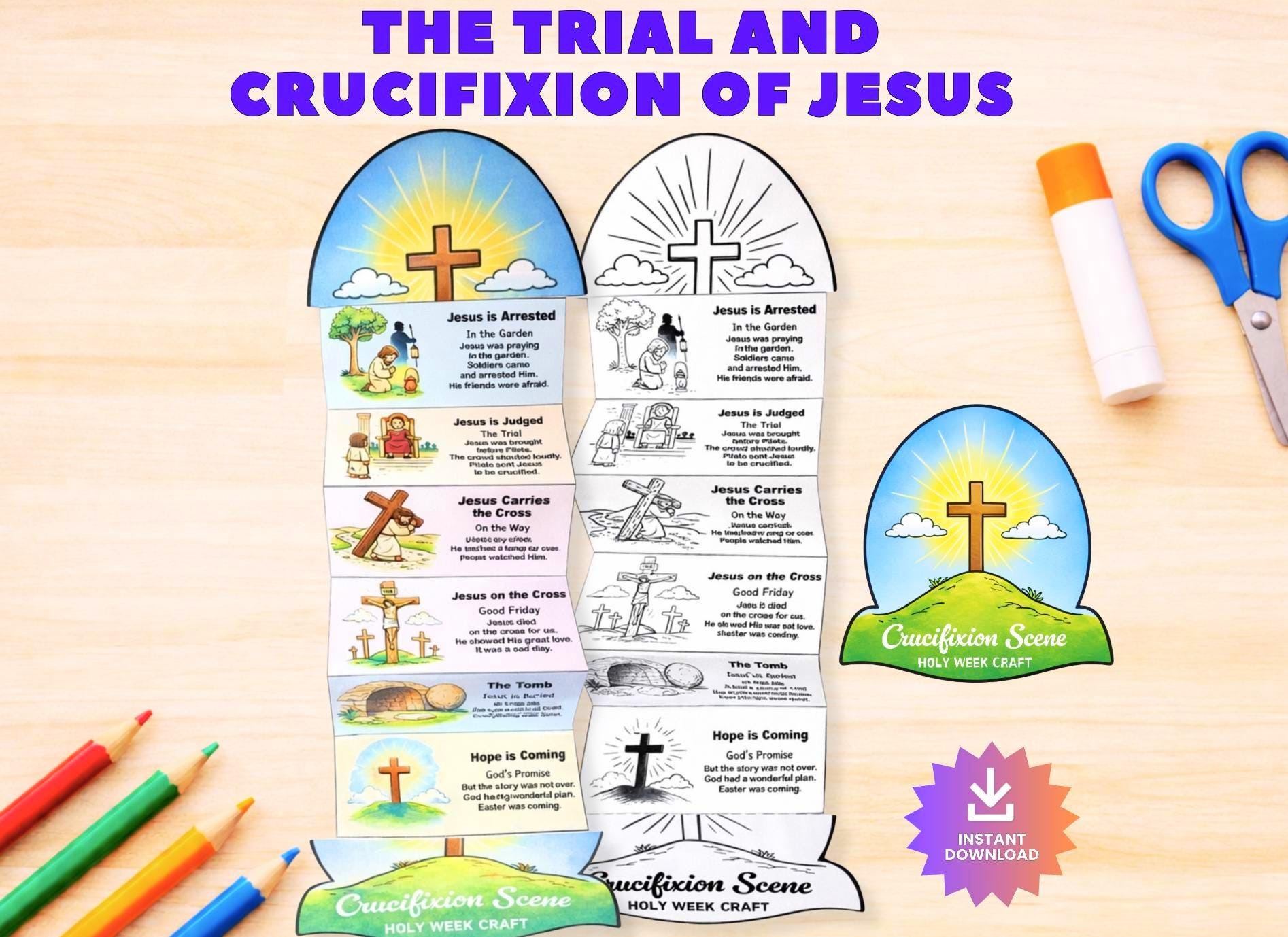 Crucifixion of Jesus Folding Craft, Good Friday Bible Story Activity ...