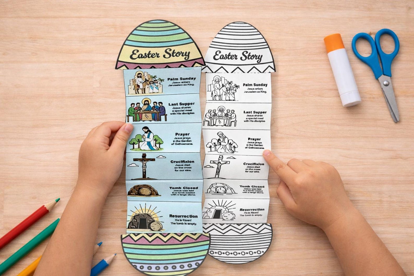 Easter Story Folding Craft for Kids, Holy Week Printable, Bible Story ...