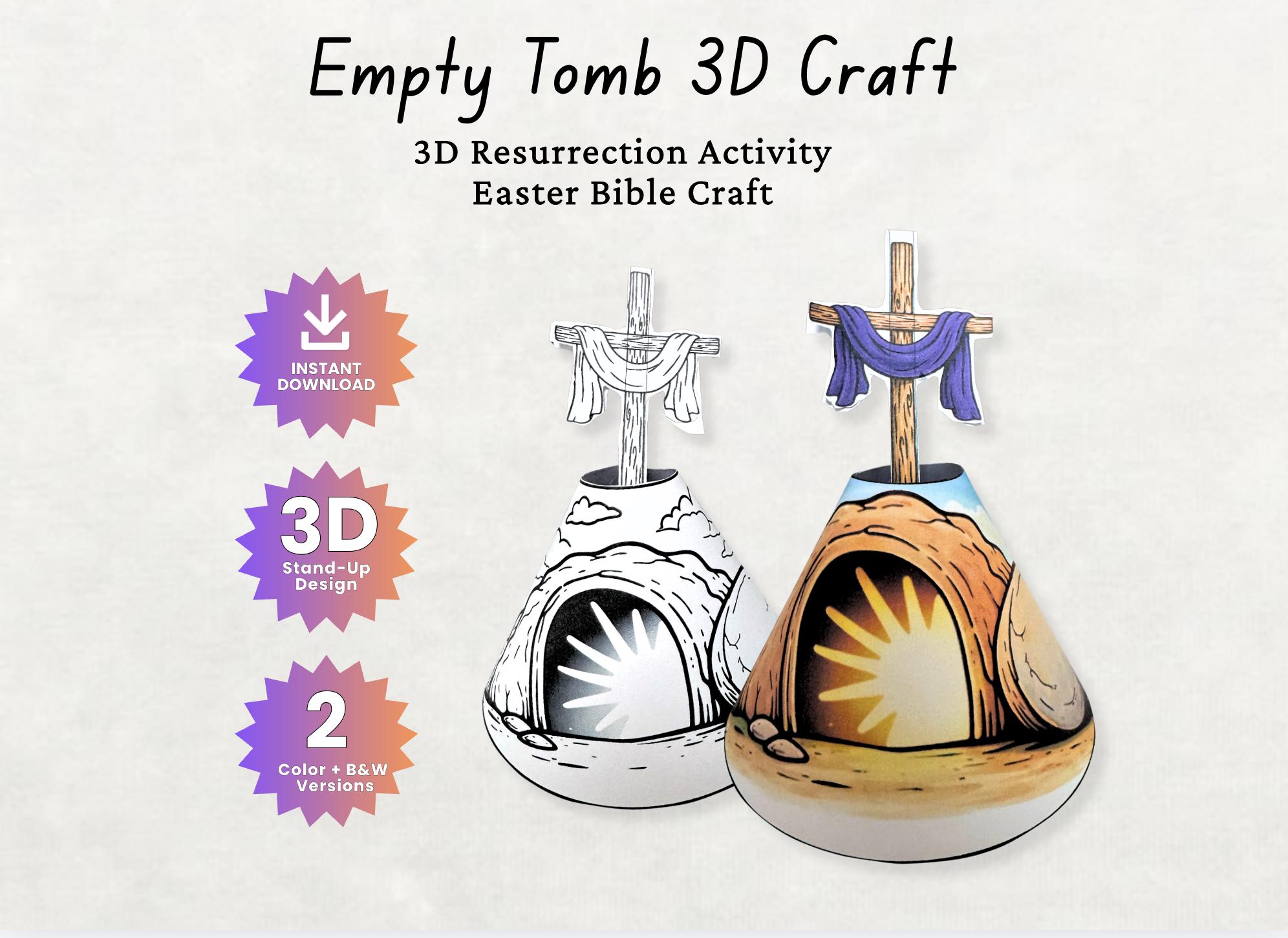 Empty Tomb Craft for Kids, Easter Resurrection Bible Craft, Cross and ...