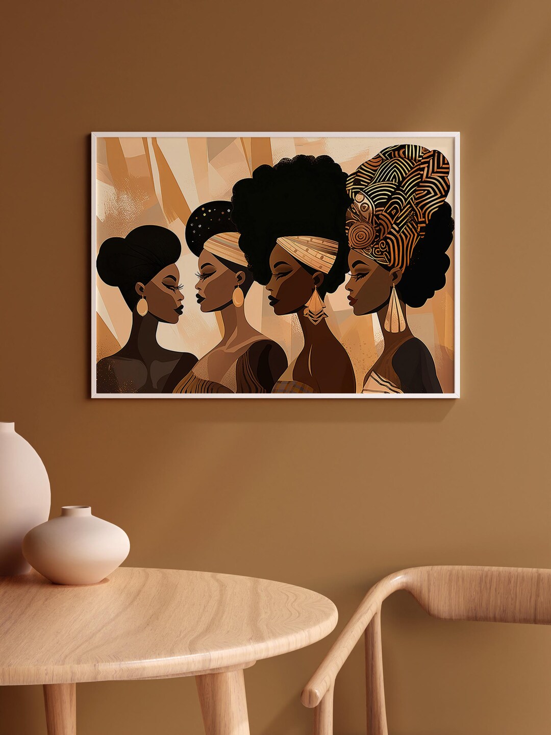 African Women Unity Canvas Wall Art UV Printed on Wooden Panel Elegant ...