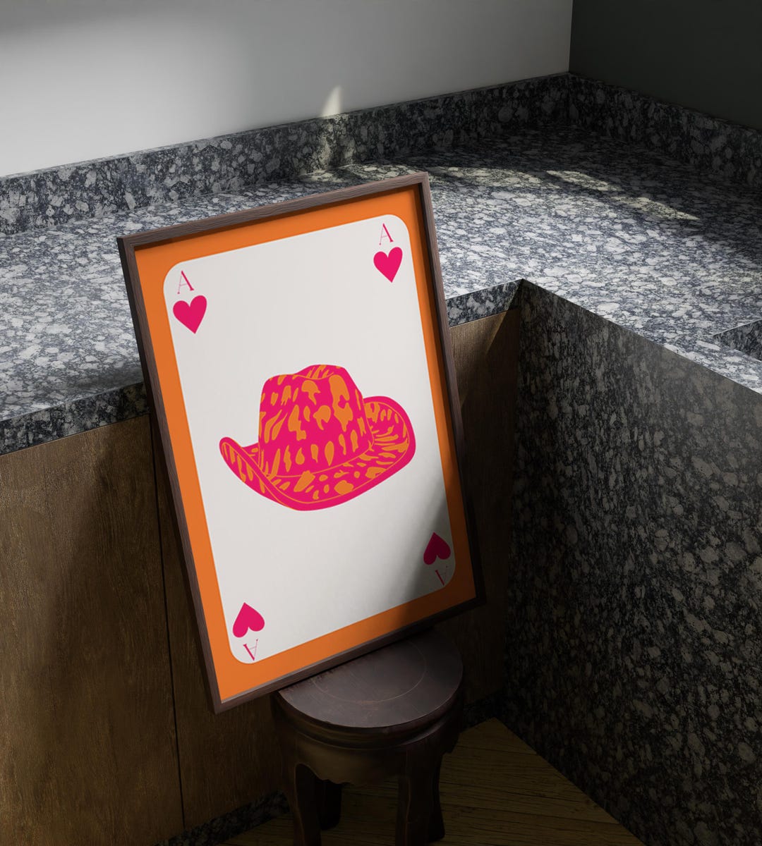 Ace of Hearts Cowboy Hat Wall Art – Western Playing Card Print, Pop Art ...