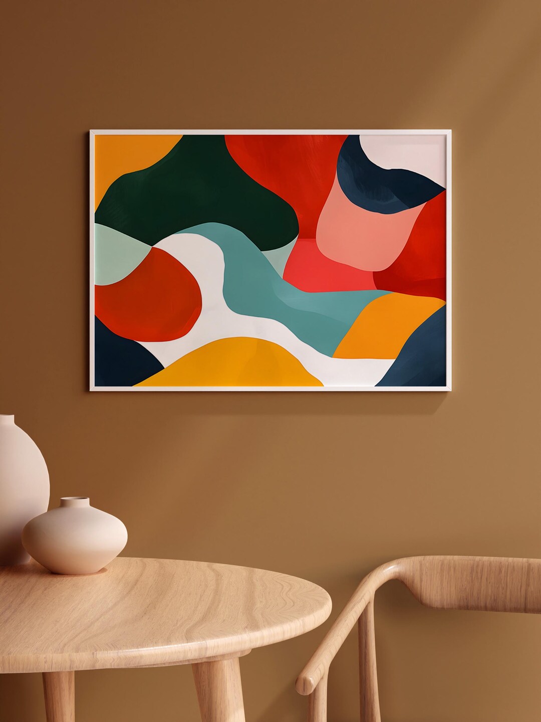 Colorful Abstract Shapes Canvas Wall Art UV Printed on Wooden Panel ...