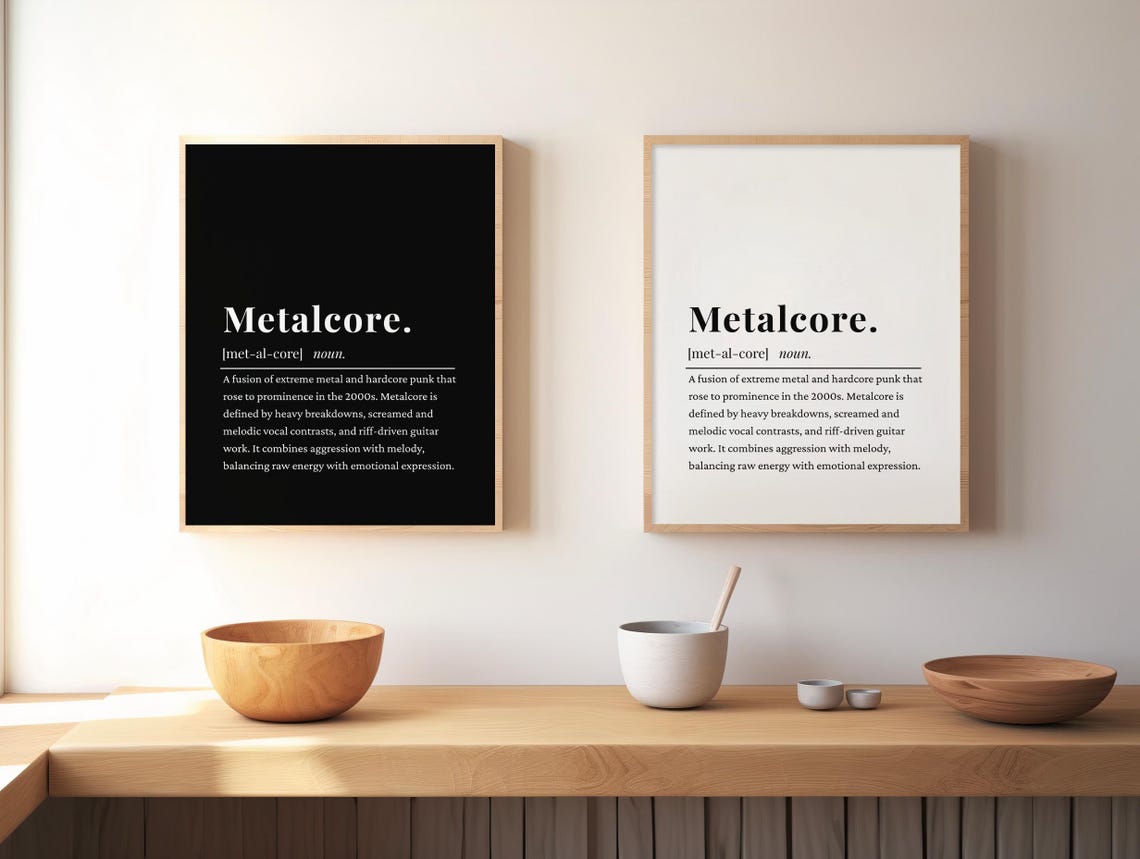 Metalcore Definition Poster – Minimalist Black & White Printable Wall ...