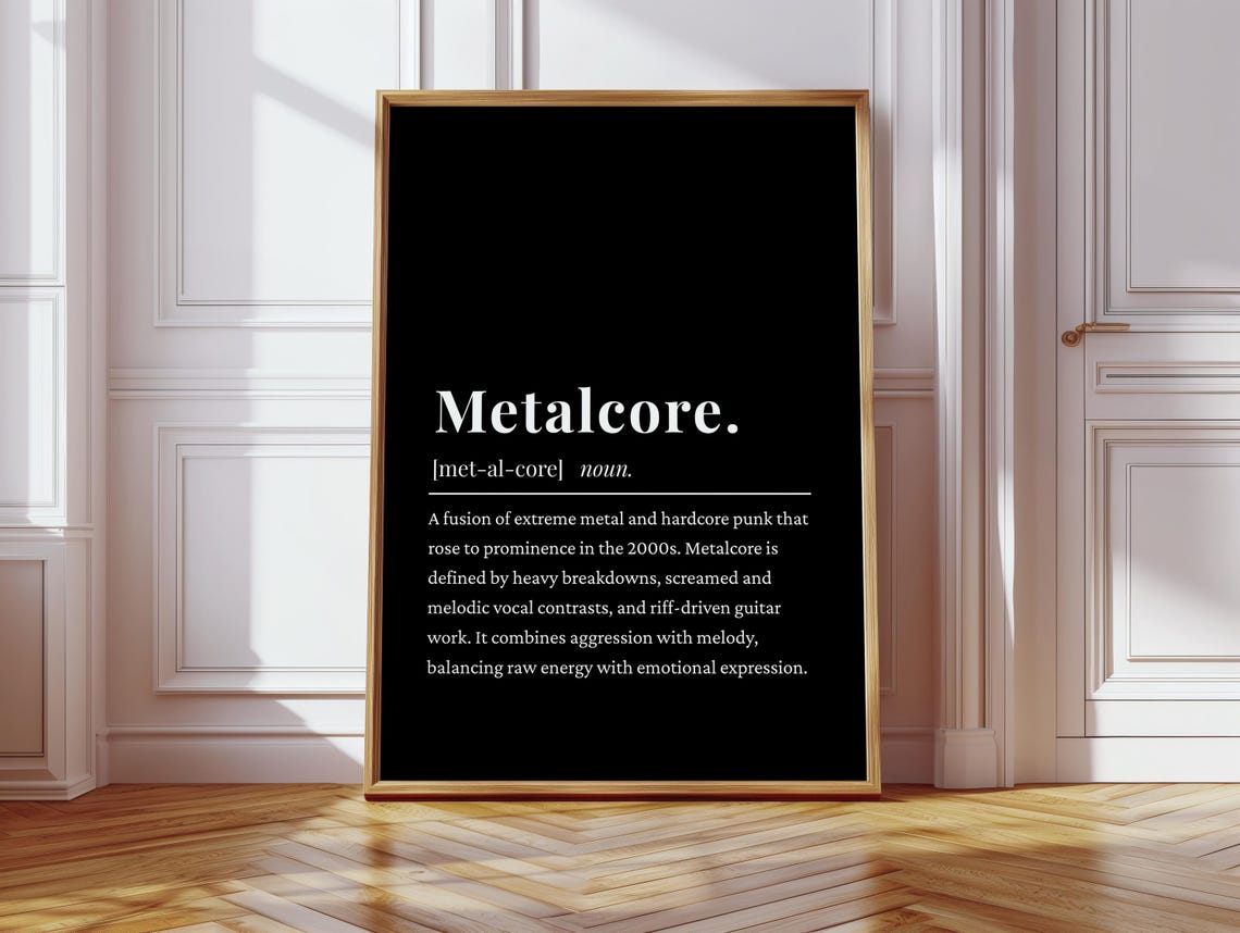 Metalcore Definition Poster – Minimalist Black & White Printable Wall ...