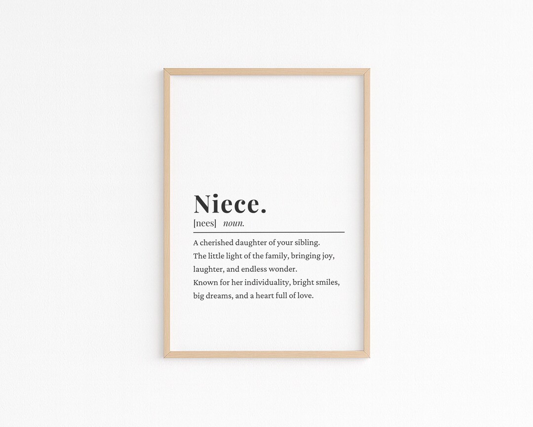Niece Definition Print, Niece Wall Art, Meaningful Niece Gift ...
