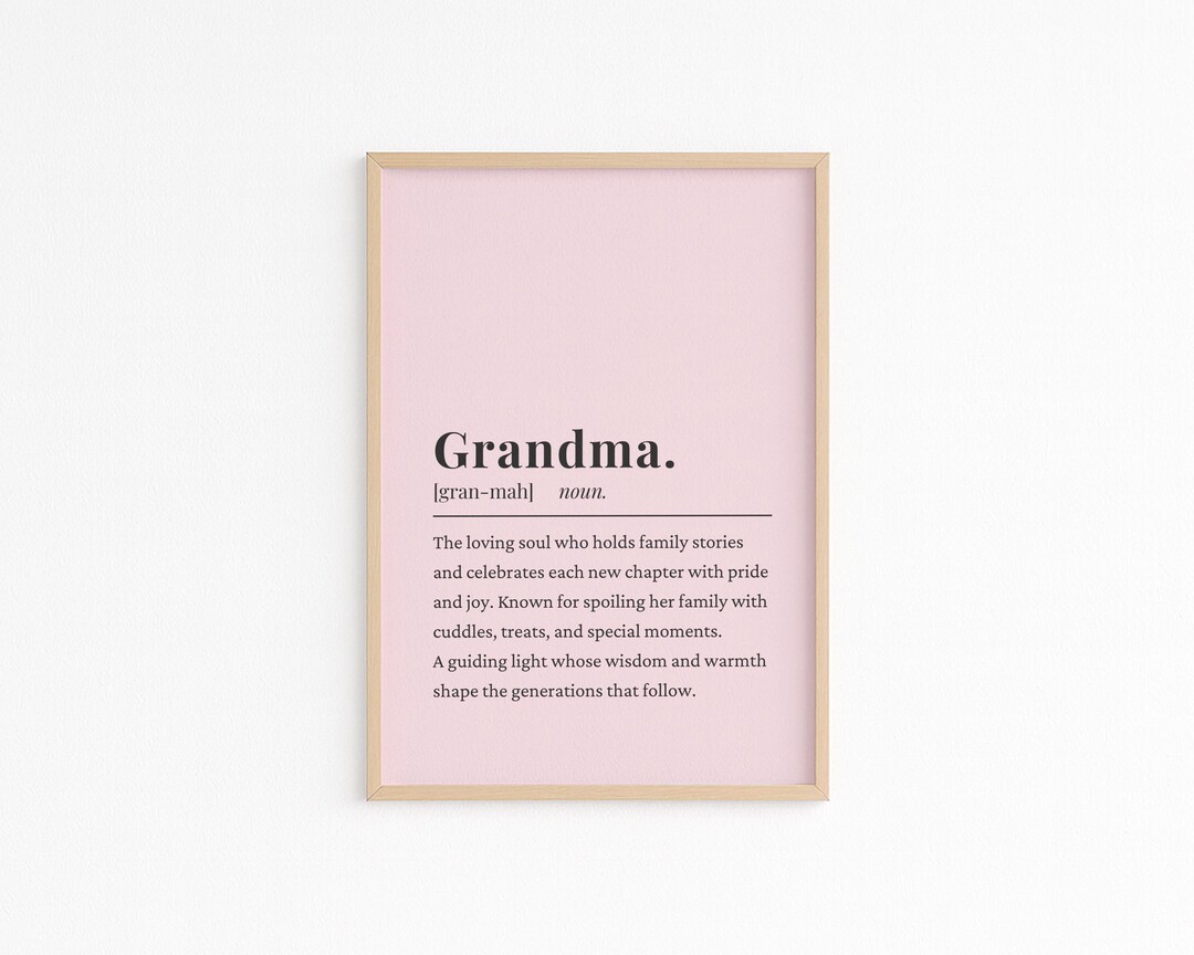Pink Grandma Definition Printable, Family Wall Art, Grandma Gift ...