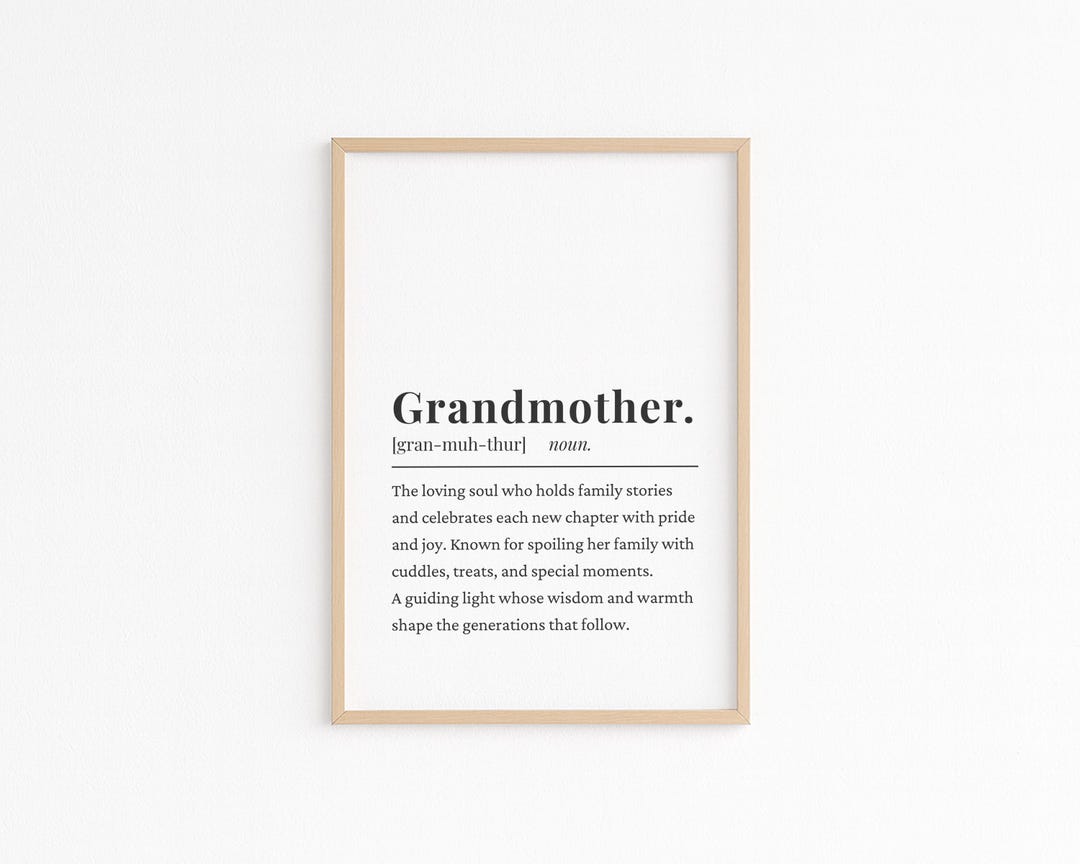 Grandmother Definition Print, Grandma Gift Printable, Family Wall Art ...