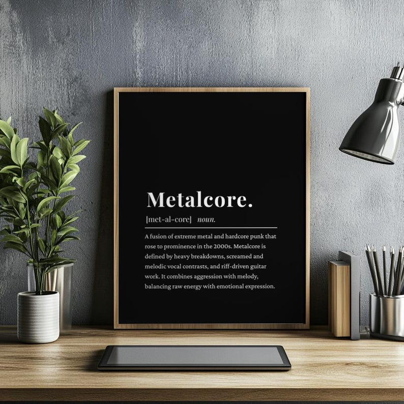 Metalcore Definition Poster – Minimalist Black & White Printable Wall ...