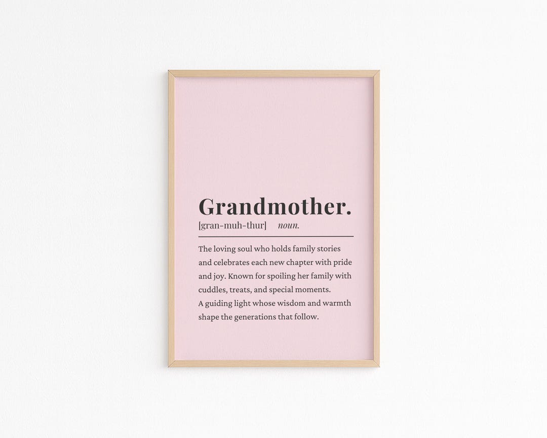 Grandmother Definition Print, Grandma Definition Printable, Pink Family ...