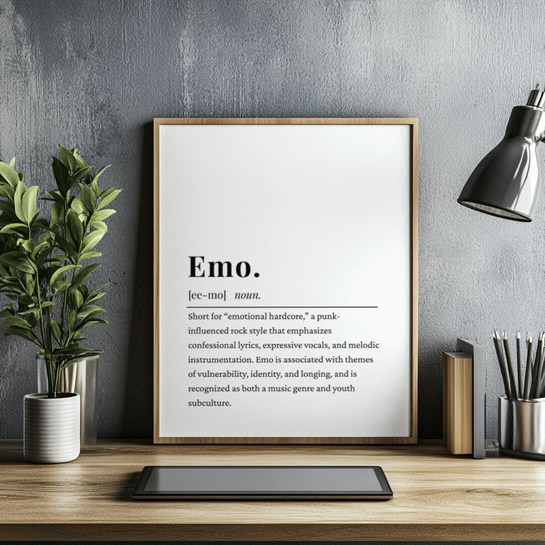 Emo Definition Poster | Minimalist Black and White Wall Art ...