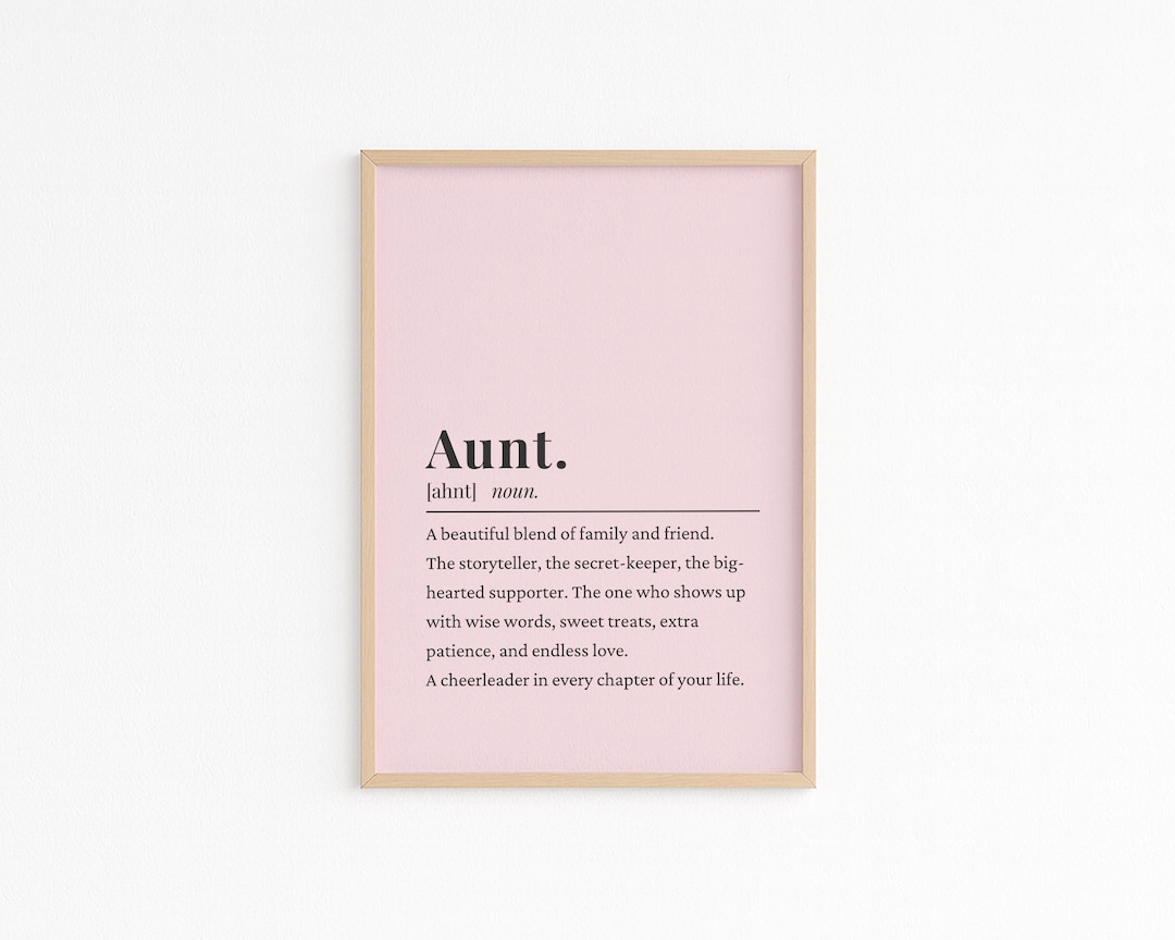 Aunt Definition Print, Aunt Wall Art Printable, Aunt Gift Idea, Family ...