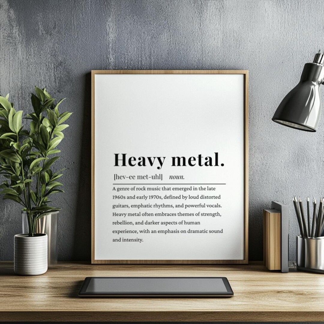 Heavy Metal Definition Poster – Minimal Black & White Typography Rock ...