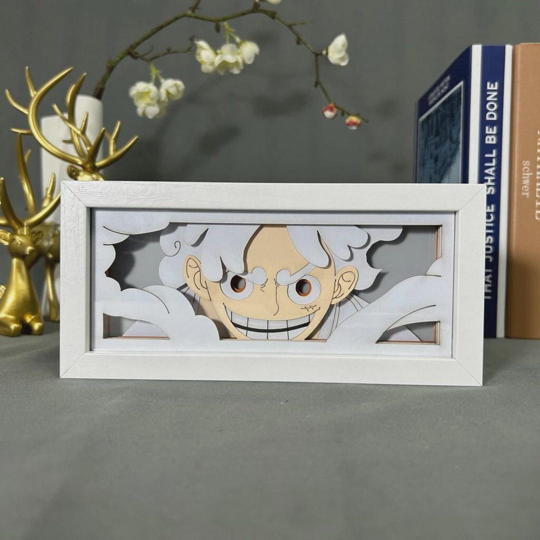 Modelo de Lightbox de Anime Luffy Gear 5: Caixa de Sombras DIY (SVG ...