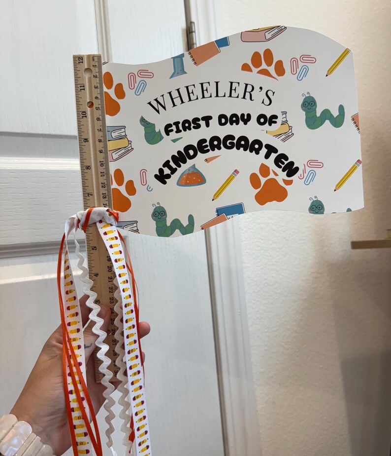 Editable First Day of School Flag – Boys Canva Template – Orange Paw ...