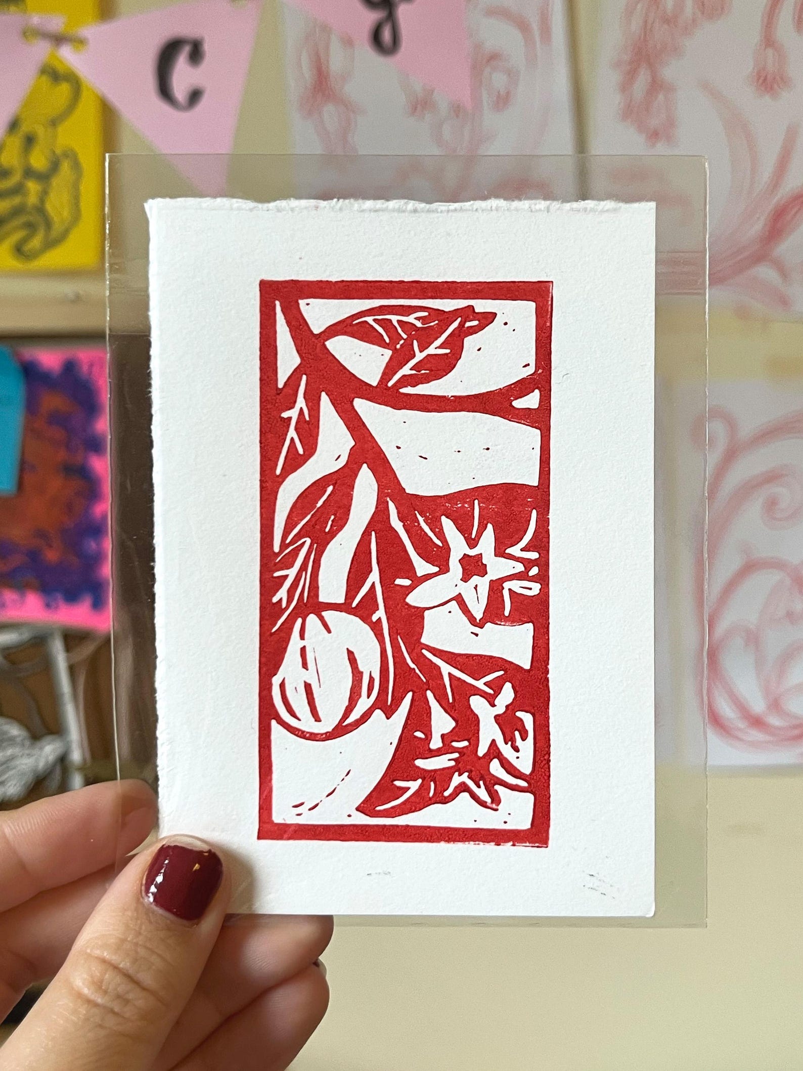 Hand Carved Orange Tree Lino Print, A7 Botanical Illustration - Etsy