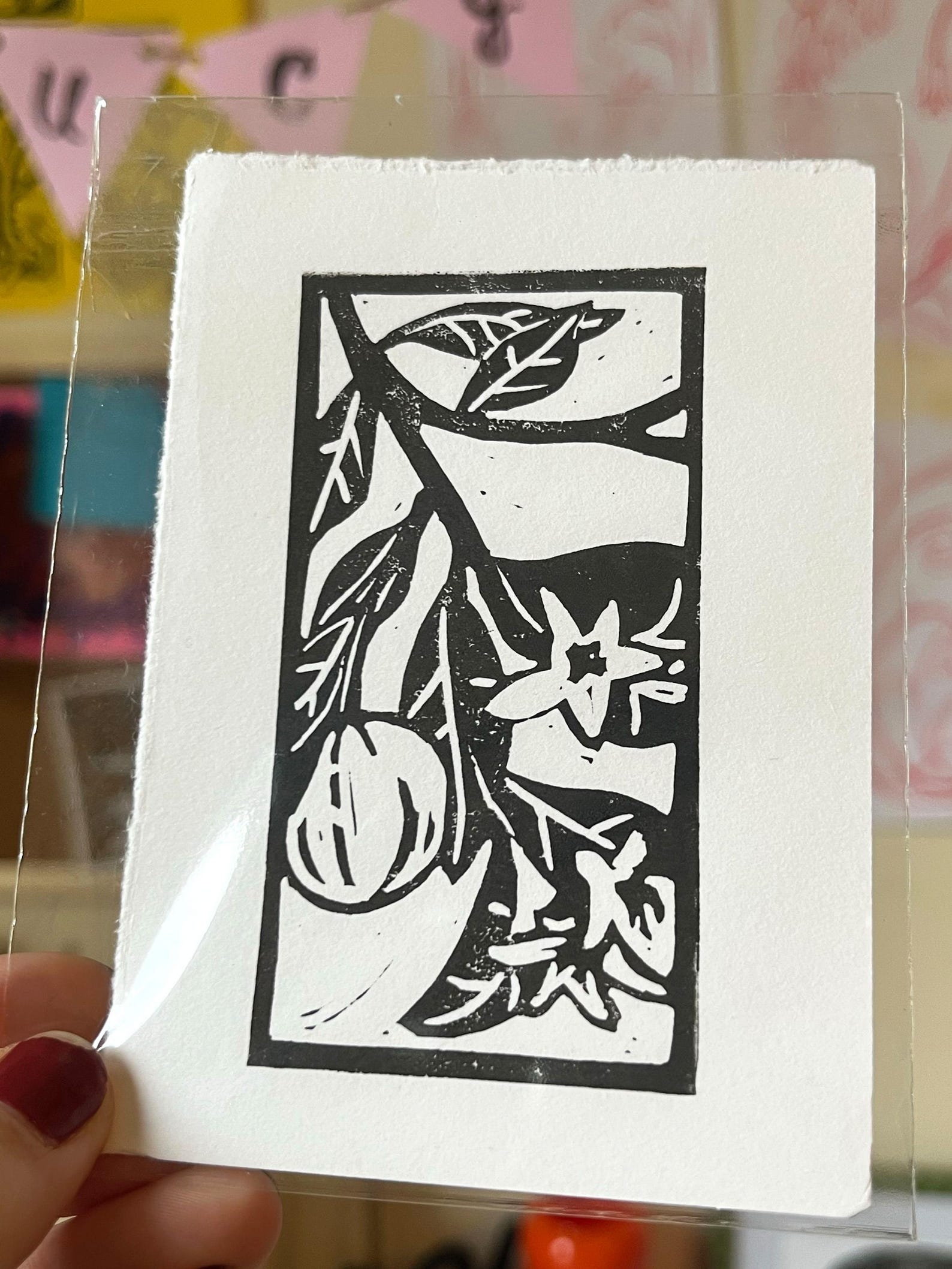 Hand Carved Orange Tree Lino Print, A7 Botanical Illustration - Etsy