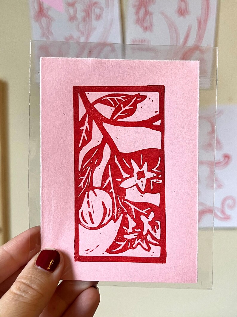Hand Carved Orange Tree Lino Print, A7 Botanical Illustration - Etsy