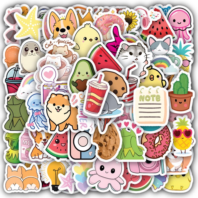 Cute and Fun Stickers Sheet for | Vinyl Decals for Kids, Gifts 40 Piece ...