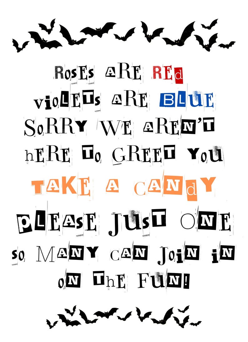 Printable Halloween Trick or Treat Sign Take One Candy Help Yourself ...