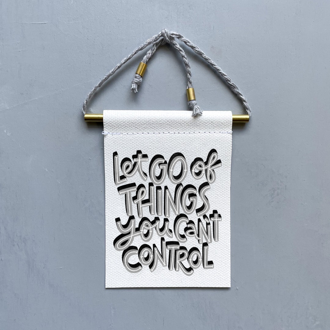 Let Go of Things You Can't Control Brass & Cord Hanging Banner Canvas ...