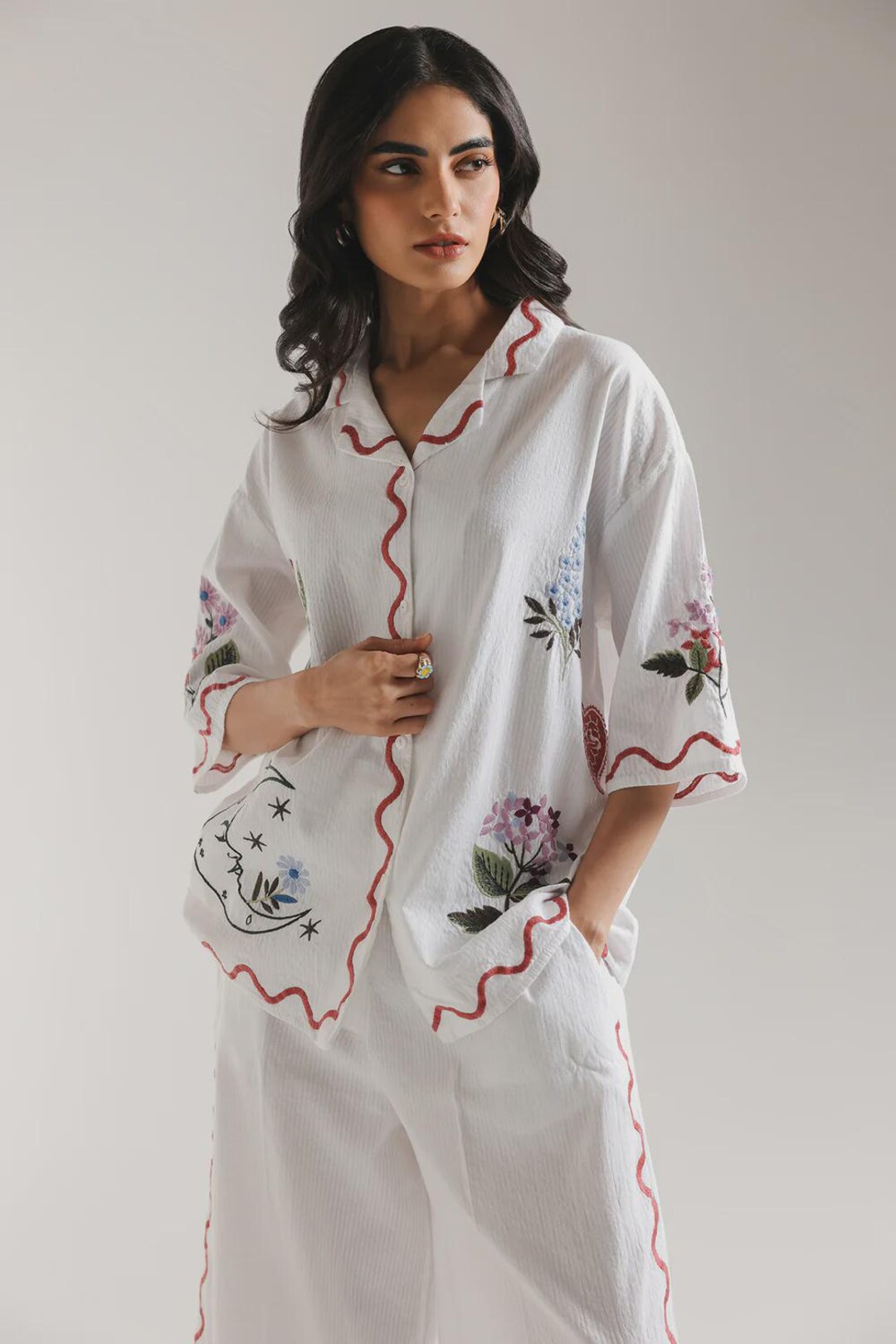 Boho Embroidered Cotton Co-ord Set: Handmade Floral Lounge Outfit - Etsy