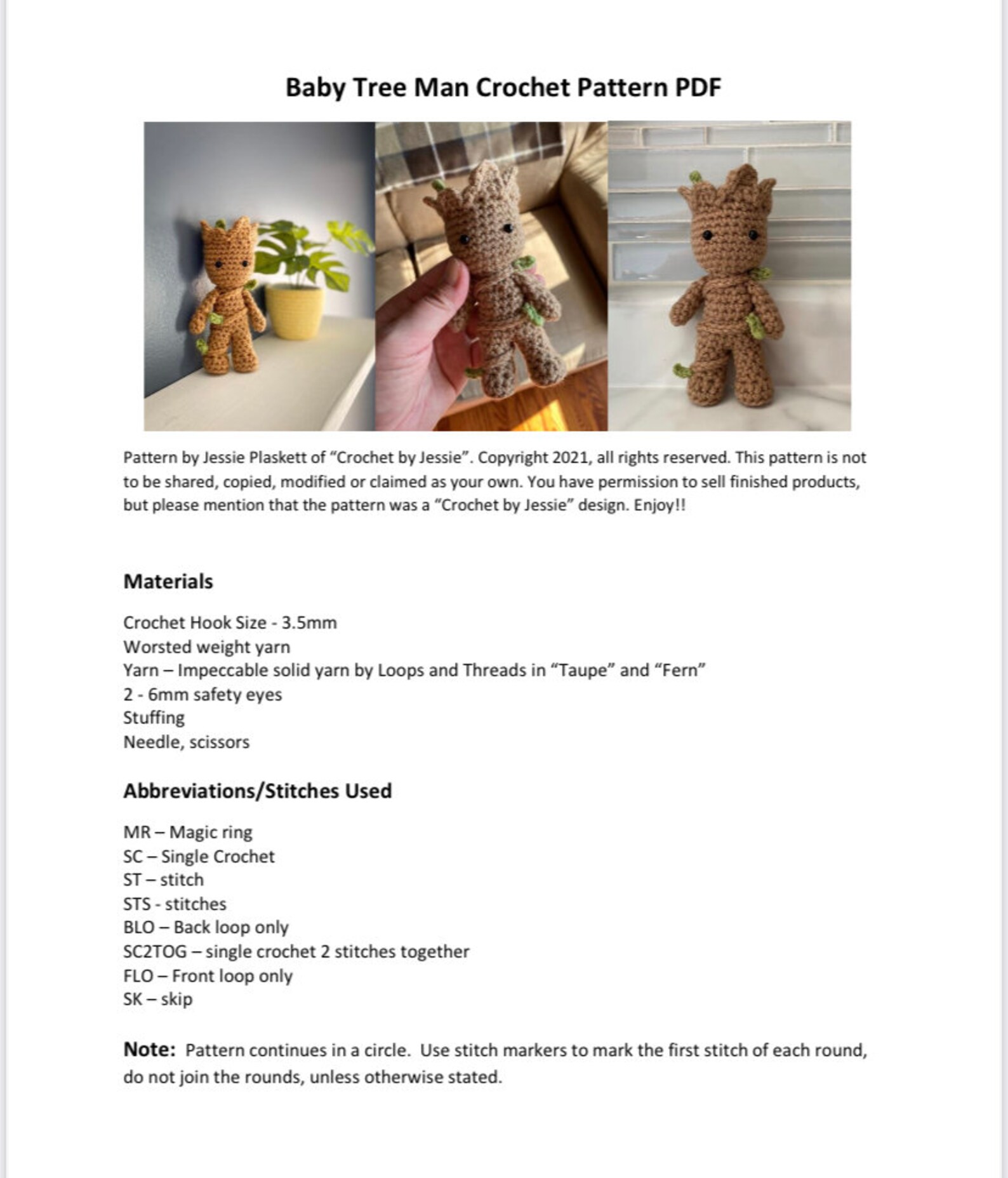 Baby Tree Man PDF Crochet PATTERN - Etsy Canada