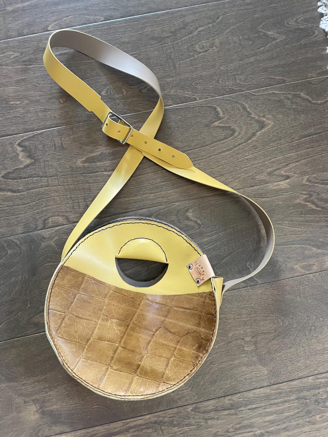 Leather Circle Handbag With Front Pocket - Etsy