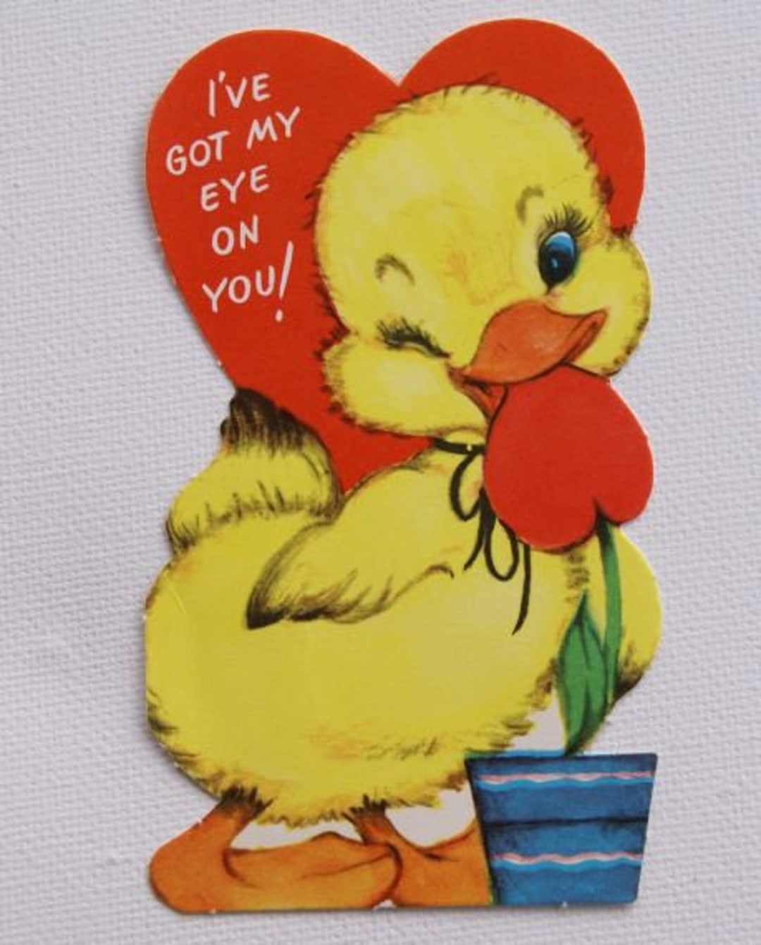 Vintage 1960s Blue Eyed Winking Duck Valentine - Etsy