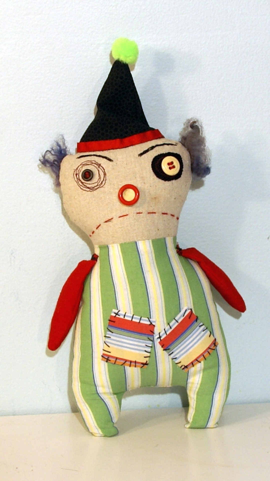 OOAK Plush Crazy Clown, Creepy Clown, Zombie Clown, Killer Clown, Folk ...