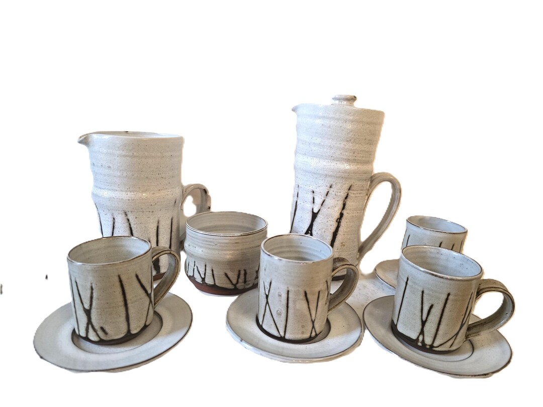 Vintage Cornish Stoneware Coffee Set: 1960s Mask & Millstream Pottery ...