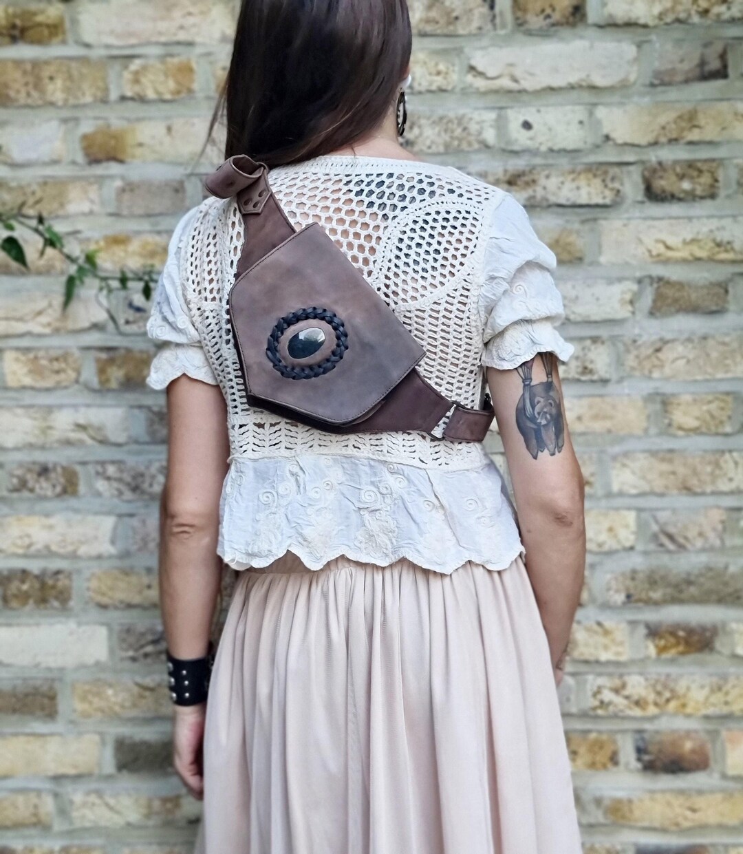 Leather Festival Bum Bag With Stone: Vintage Boho Hip Pack - Etsy