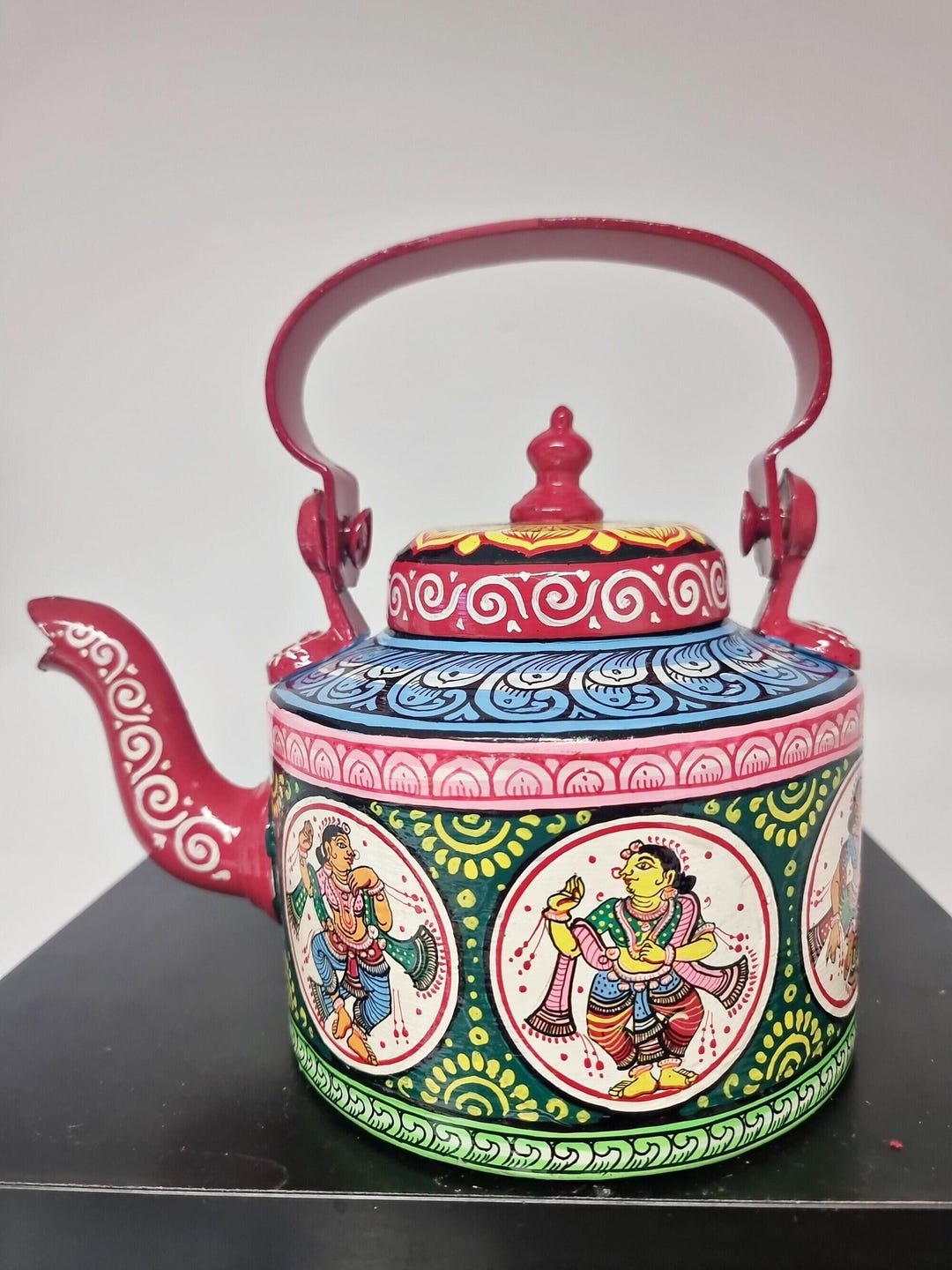 Hand Painted Enamel Teapot: Indian Tribal Art, Unique Tea Lover Gift - Etsy