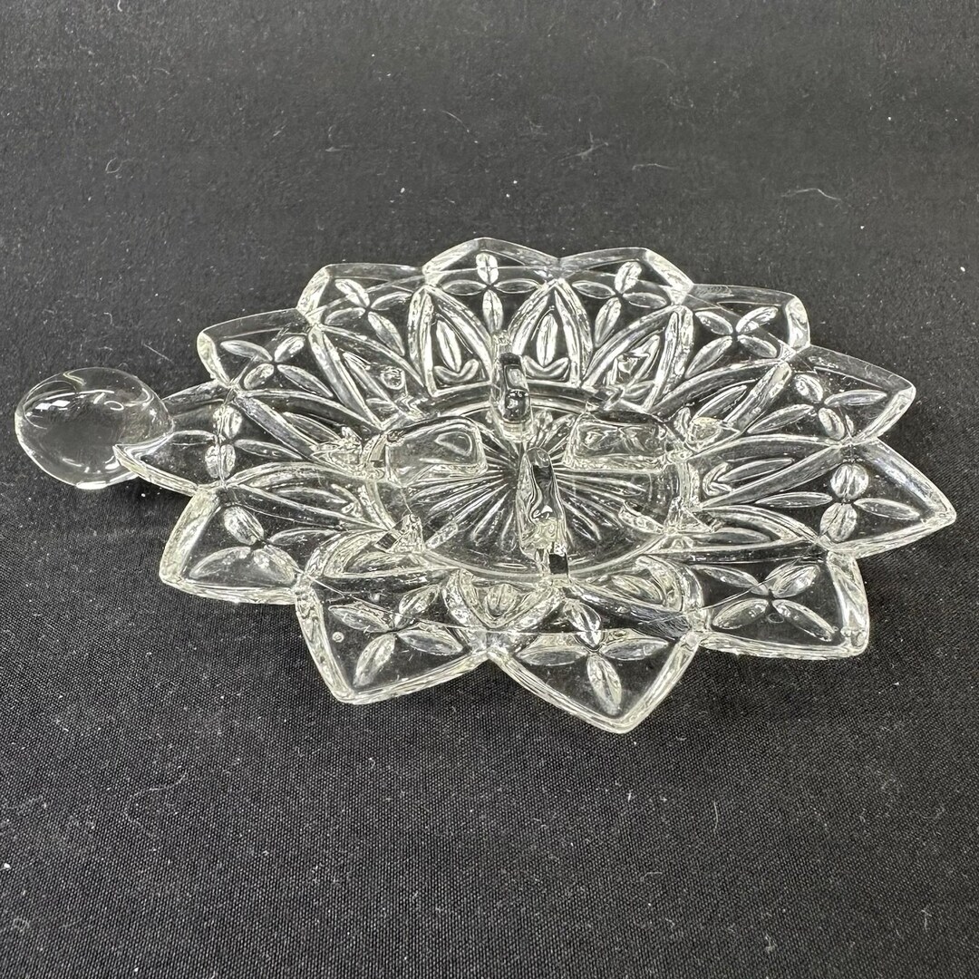 Federal Glass Petal Vintage Clear Candle Holder Single Taper Handled - Etsy