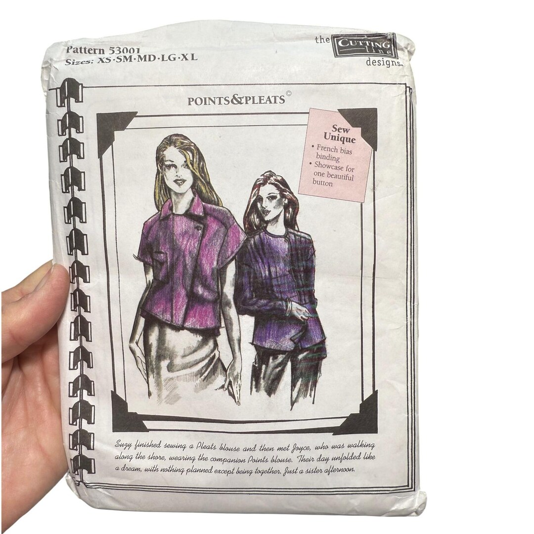 Points & Pleats Sewing Pattern 53001 XS-XL Top Blouse Tapered Sleeves ...