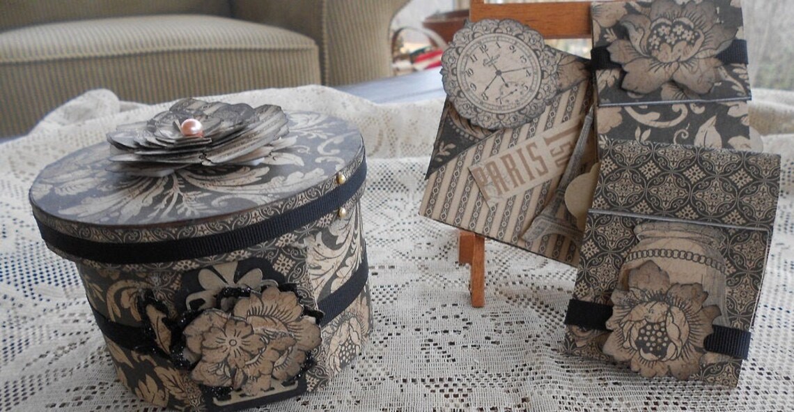 Small Covered Box Mini Album, Bookmark, Card - Etsy