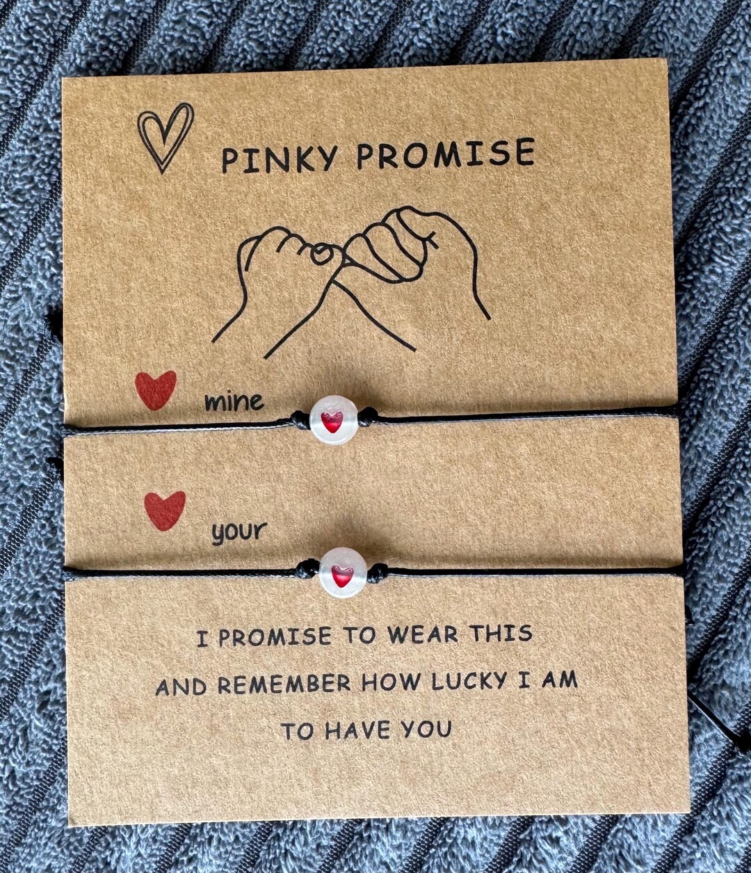 Pinky Promise Friendship Bracelets: Acrylic Heart, Adjustable Set - Etsy