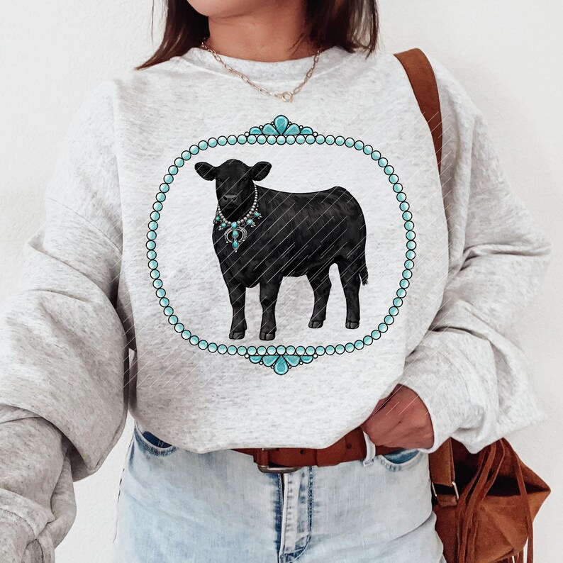 Turquoise Cow PNG: Western Clipart, Sublimation Design (digital ...