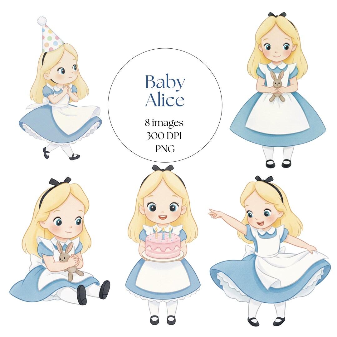 Baby Alice in Wonderland Watercolor Clipart, Cute Wonderland Baby ...