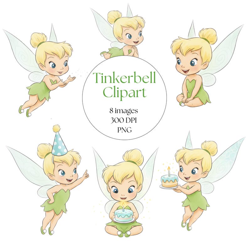 Baby Tinkerbell Clipart, Baby Fairy Clipart, Tinkerbell Birthday, Fairy ...