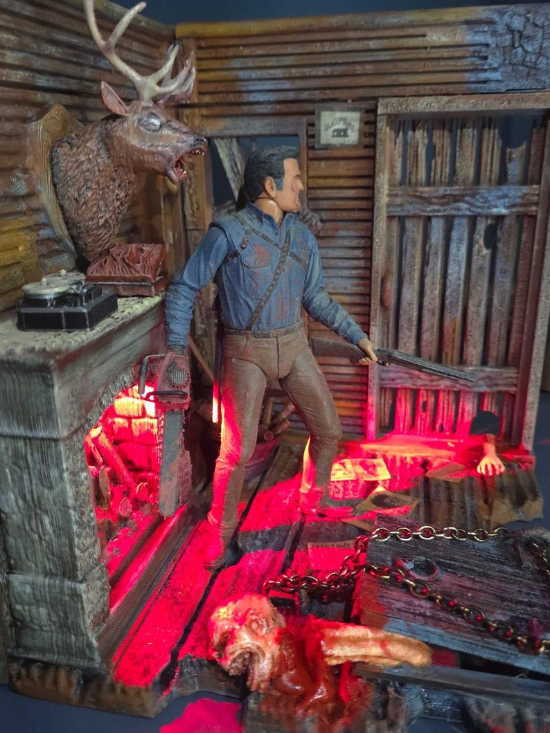 Custom DIORAMA 1:10 Scale ASH Vs Evil Dead CABIN -- Ideal for 7" Action Figure -- Horror Movie ...